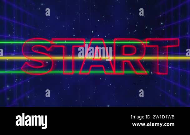 Animation of the word Start written in red capital letters on green and ...