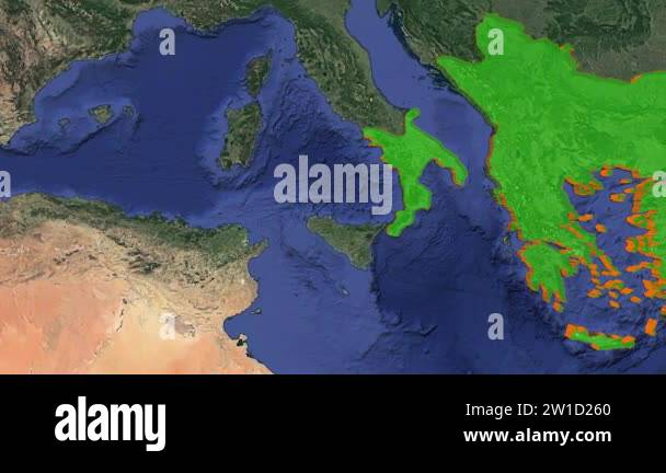 Byzantine Empire boundaries. Imperial on 3D rotating old historic world ...