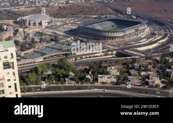 Teddy and Arena Stadium in Jerusalem Aerial viewMalha neighbourhood and ...