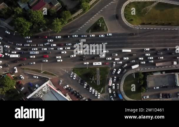 drones eye view traffic jam top view Stock Video Footage - Alamy