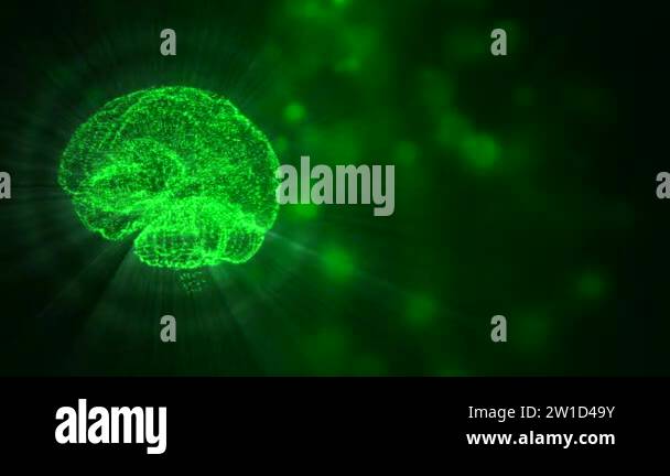 Changes in brain. Abstract animation of human brain changing colors ...