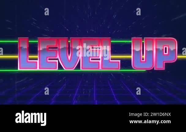 Animation of the words Level Up written in red capital letters filled ...