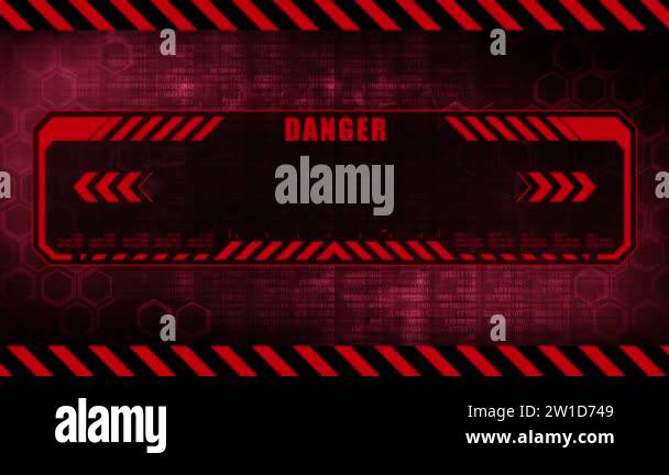 Danger message with copy space. Hexagon geometric design and binary numbers background. Digital ...