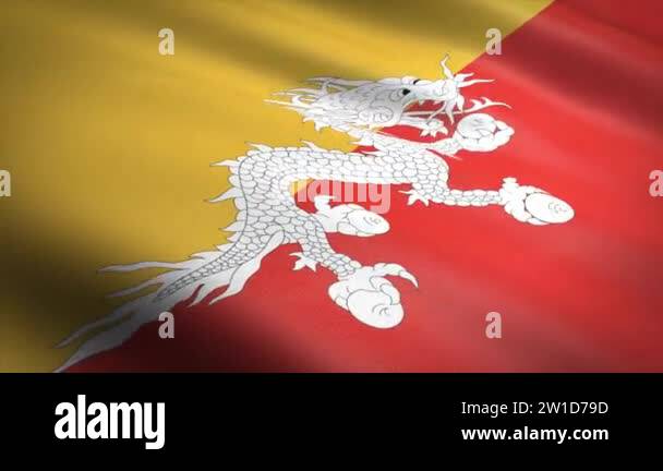 Flag of Bhutan. Waving flag with highly detailed fabric texture ...