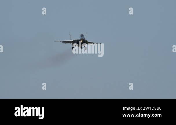 Military Jet Aircraft MiG-29 Fulcrum with Extracted Landing Gear in ...