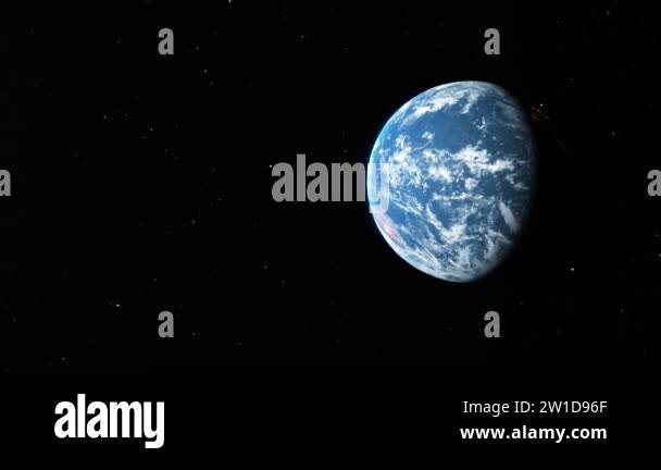 Realistic 3d animated rotating earth from space with visible lights ...