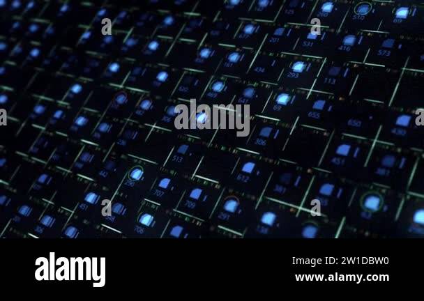 Electronic display with cells and numbers. Animation. Infinite number ...