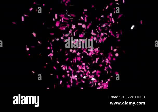 Party explosion confetti on black background. 4k 3d render animation of ...