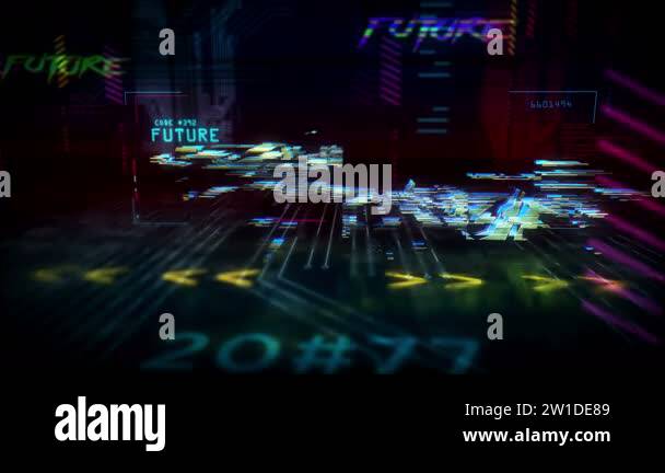 Future in cyber city futuristic cyberpunk style animation. Modern ...