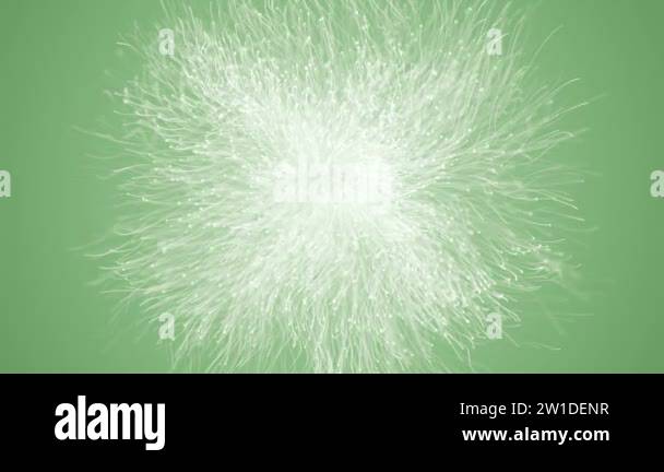 Abstract green background with animation of slow moving white particles ...
