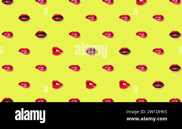 Abstract Minimal pop art motion design animation of lips and kisses ...