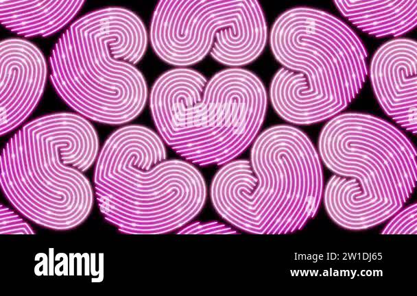 Heart neon line lighting moving pattern pink color, technology network ...