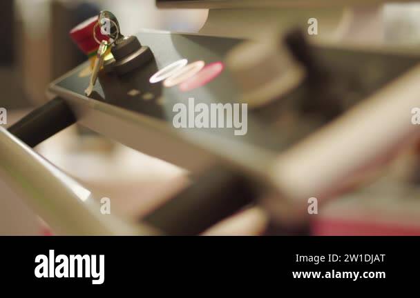 Operating panel dashboard with buttons, joystick and keys for managing ...