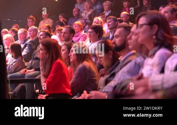 People viewers in a TV studio while recording a TV show Stock Video ...