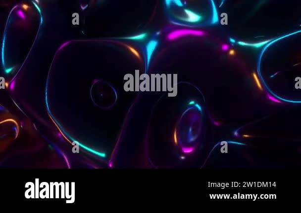 Abstract 3d render holographic oil surface background, foil wavy ...