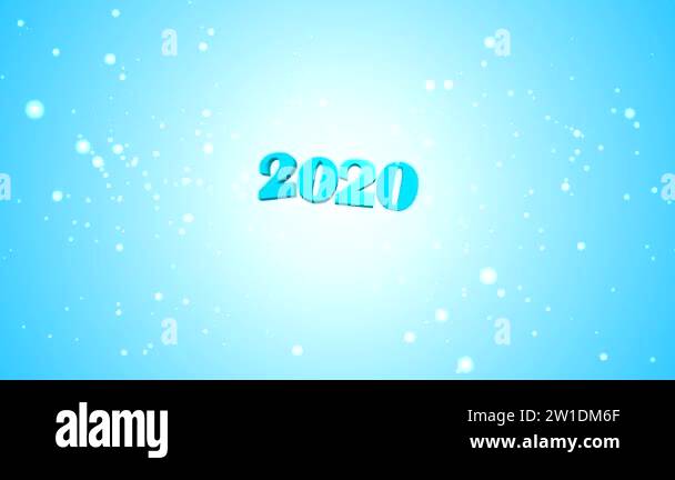 The blue numbers 2020 move chaotically and approach on a blue gradient ...