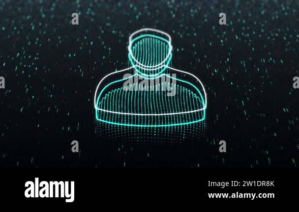 Technological background with shiny user icon on dark background ...
