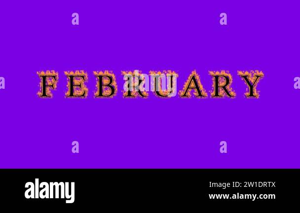 february fire text effect violet background. animated text effect with ...