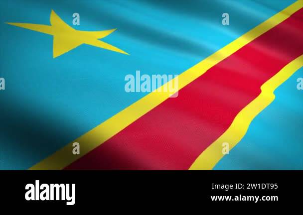 Flag of Congo. Waving flag with highly detailed fabric texture seamless loopable video. Seamless ...