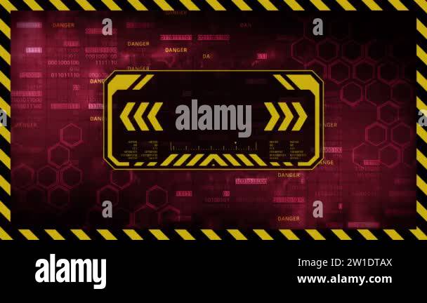 Danger message with copy space. Hexagon geometric design and binary numbers background. Digital ...