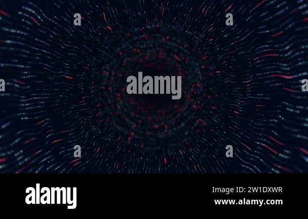 Abstract technology background with animation of flying into tunnel ...