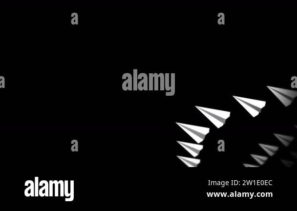 Origami airplane flying. Animation of flowing white paper plane on ...
