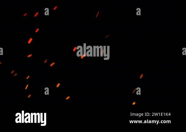Burning sparks flying to right and up. Transparent background. Loop ...