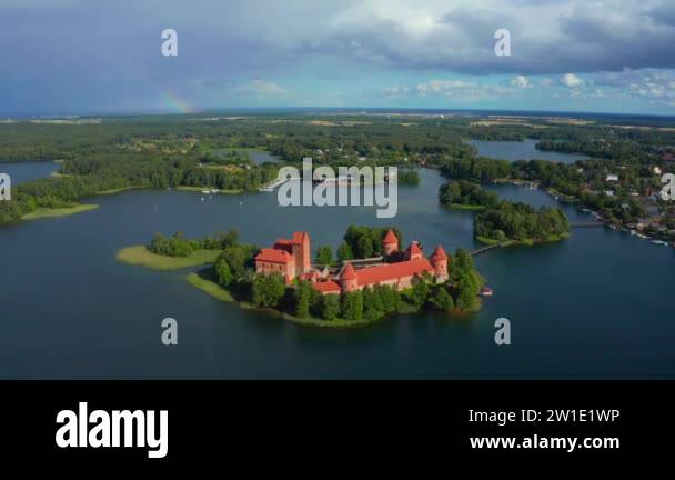 Trakai castle: medieval gothic Island castle, located in Galve lake ...