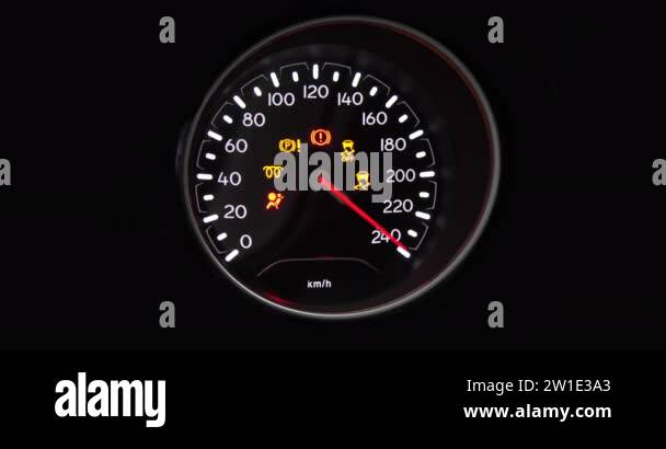 Car Speedometer, Safety Symbols, Fuel Level, Slow motion 4K Stock Video ...