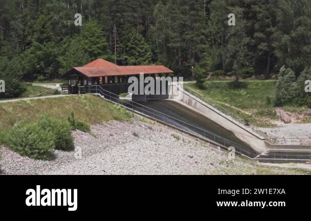 The bridge at the Nagold Dam (Nagoldtalsperre, also Erzgrube) in the ...