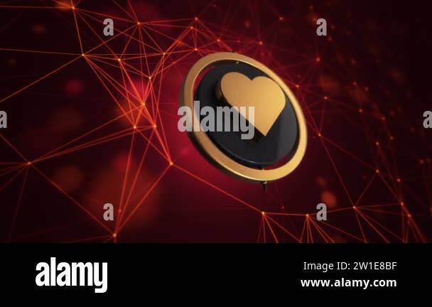 3d animation footage of heart icon with rotating circle on technology ...