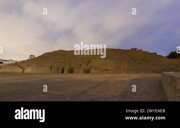 Pyramid of Huaca Pucllana day to night timelapse, pre Inca culture ...