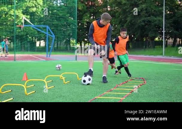 Football concept where persistent active 13s football players doing ...
