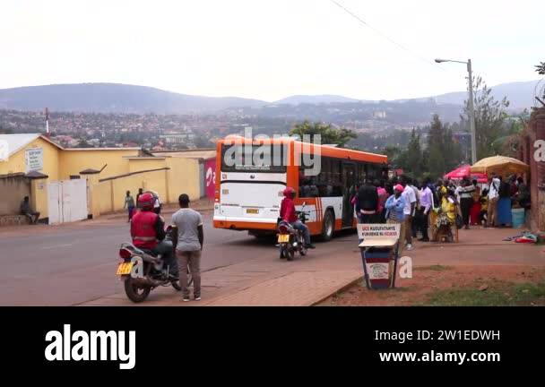 Road traffic in the Kicukiro district of Kigali, the capital of Rwanda ...