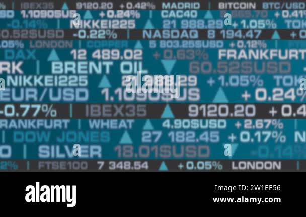 stock market index and real rates with blue shades and blurring ...