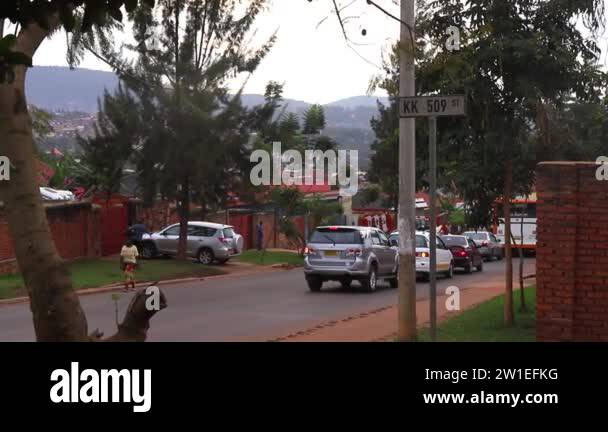 Road traffic in the Kicukiro district of Kigali, the capital of Rwanda ...