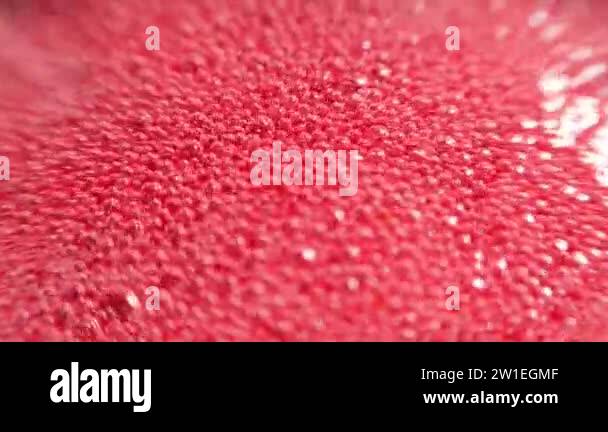 Raspberry syrup. Pink background with bubbling bubbles and raspberries ...