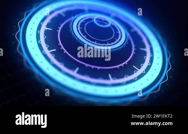 Digital HUD Animation. Radial graph visualization on dashboard panel ...