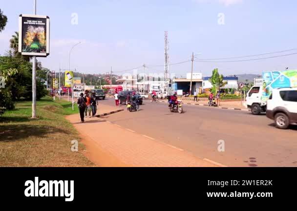 Road traffic in the Kicukiro district of Kigali, the capital of Rwanda ...