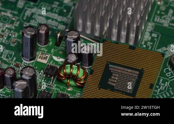 Detail of Computer CPU Chip over PC Motherboard. 4K UHD Video Stock ...