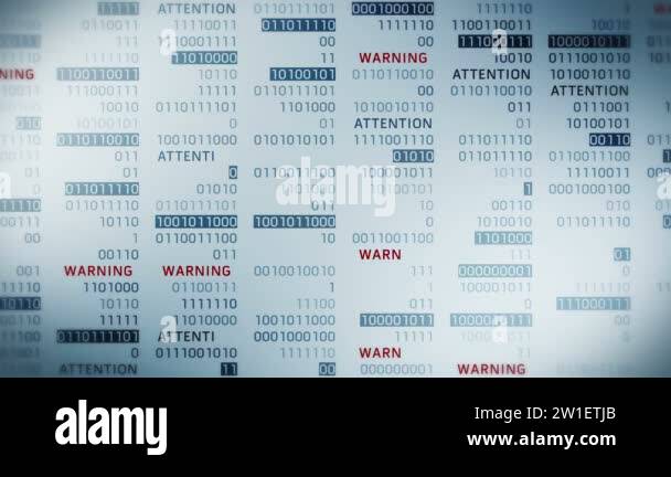 Warning And Attention Message With Binary Numbers Web Online With Digital Technology Loop
