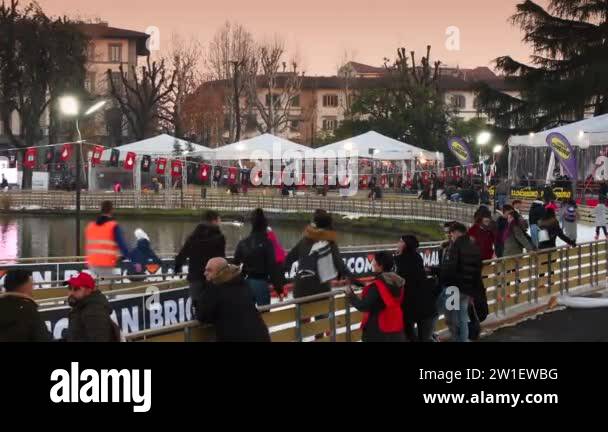 Florence, Italy - January 2020: people skating at the Florence Ice ...
