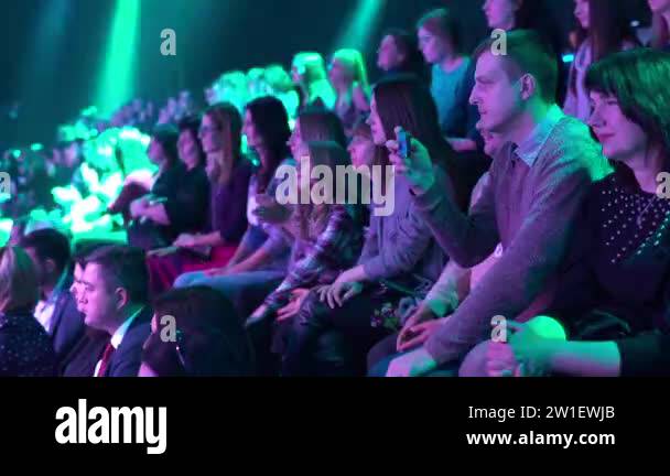 People viewers in a TV studio while recording a TV show Stock Video ...