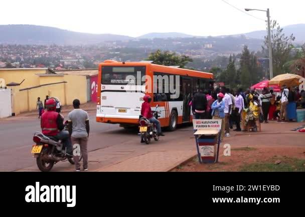 Road traffic in the Kicukiro district of Kigali, the capital of Rwanda ...