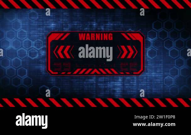 Warning message with copy space. Hexagon geometric design and binary numbers background. Digital ...