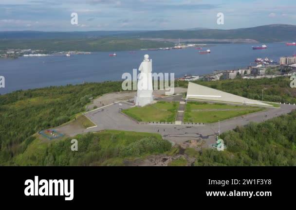 Murmansk, Russia - August 18, 2019: The memorial "Defenders of the ...