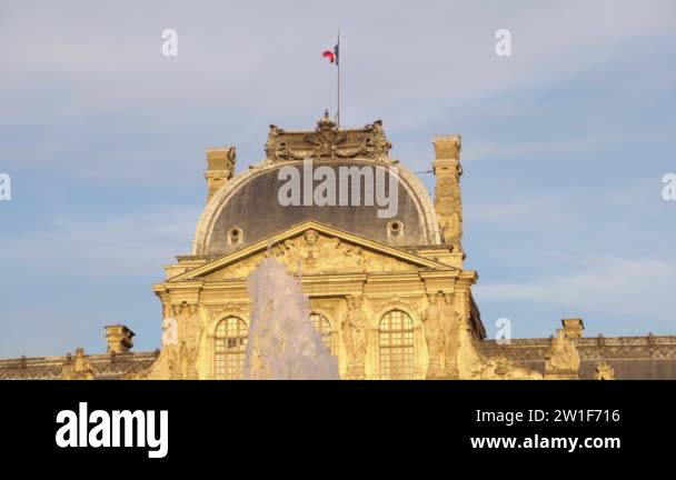 Louvre Museum, Paris. The facade of an old historic building built in ...
