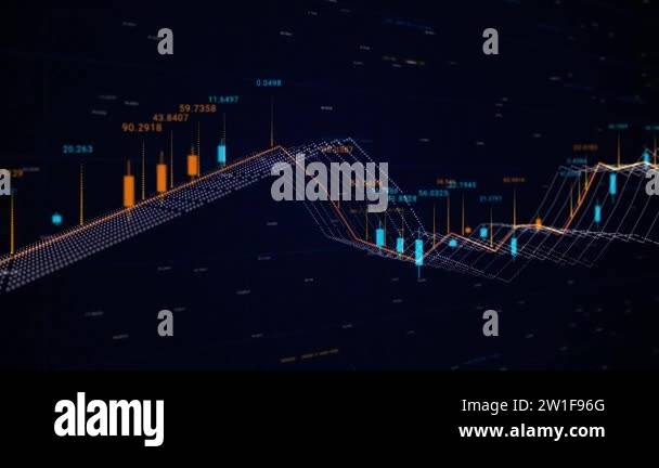 Business data of the currency rate chart and economics decrease and ...
