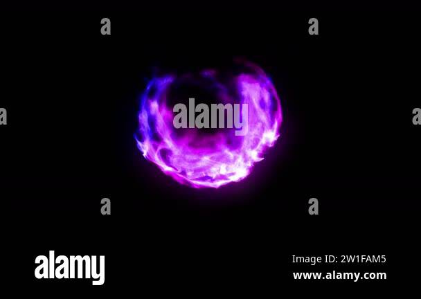 Plasma fire ball with flames on black background. Beautiful light. Glow ...