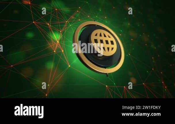 3d animation footage of globe icon with rotating circle on technology ...